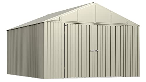 Arrow Shed Elite 12' x 14' Outdoor Lockable Gable Roof Steel Storage Shed Building, Cool Grey