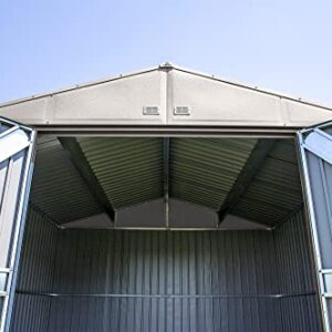 Arrow Shed Elite 12' x 14' Outdoor Lockable Gable Roof Steel Storage Shed Building, Cool Grey