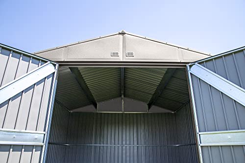 Arrow Shed Elite 12' x 14' Outdoor Lockable Gable Roof Steel Storage Shed Building, Cool Grey