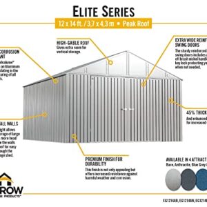 Arrow Shed Elite 12' x 14' Outdoor Lockable Gable Roof Steel Storage Shed Building, Cool Grey