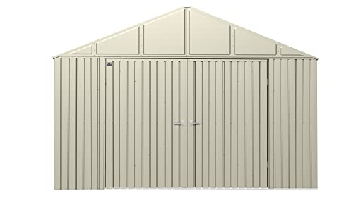 Arrow Shed Elite 12' x 14' Outdoor Lockable Gable Roof Steel Storage Shed Building, Cool Grey