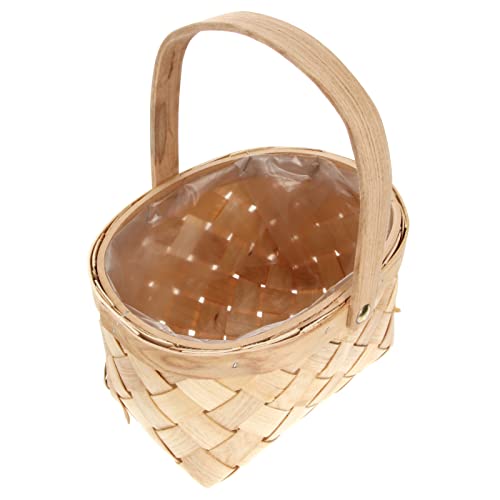 MAGICLULU Little Red Riding Hood Basket 1pc Natural Woven Wood Storage Basket with Handle Handwoven Bamboo Carrying Basket Wooden Woven Storage Basket for Home Storage (Medium) Storage Container