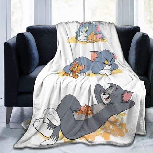 to.m and Je.rry Blanket Plush Throw Ultra Soft Premium Fluffy Flannel All Season Light Weight Sofa Couch Throw Living Room/Bedroom Warm Blanket-50 X40