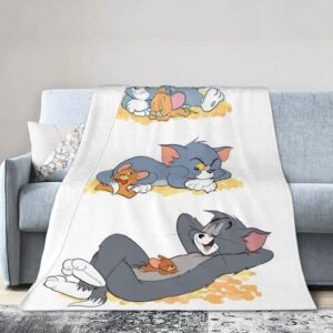 to.m and Je.rry Blanket Plush Throw Ultra Soft Premium Fluffy Flannel All Season Light Weight Sofa Couch Throw Living Room/Bedroom Warm Blanket-50 X40