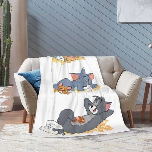 to.m and Je.rry Blanket Plush Throw Ultra Soft Premium Fluffy Flannel All Season Light Weight Sofa Couch Throw Living Room/Bedroom Warm Blanket-50 X40