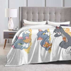 to.m and Je.rry Blanket Plush Throw Ultra Soft Premium Fluffy Flannel All Season Light Weight Sofa Couch Throw Living Room/Bedroom Warm Blanket-50 X40