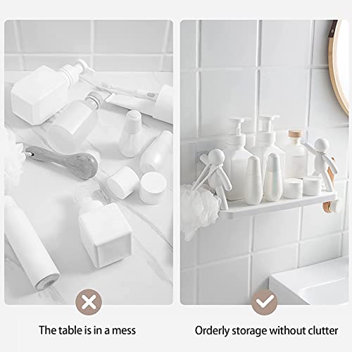 Villain Wall Hanging Rack, Wall Shelves for Bathroom, Floating Shelves Bathroom, No Drilling Cosmetic Wall Mounted Spice Storage Rack Shelves Organizer for Kitchen Bathroom Bedroom (2 PCS)