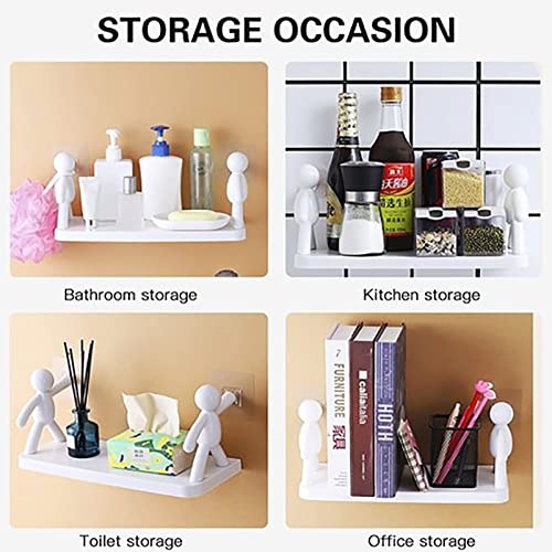 Villain Wall Hanging Rack, Wall Shelves for Bathroom, Floating Shelves Bathroom, No Drilling Cosmetic Wall Mounted Spice Storage Rack Shelves Organizer for Kitchen Bathroom Bedroom (2 PCS)