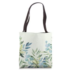 eucalyptus leaves green plant florals botany foliage tote bag