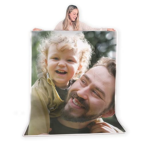 FrameStory Custom Blanket Photos and Text, Fully Customizable with Your Pictures and Message, Soft Sherpa Fleece Throw, 50" x 60"