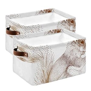 Storage Bins Squirrel Hold Pinecone Storage Box Foldable Storage Basket for Shelves Storage Cubes Bin for Organizing Closet Nursery Toy Organizers with Handles