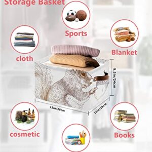 Storage Bins Squirrel Hold Pinecone Storage Box Foldable Storage Basket for Shelves Storage Cubes Bin for Organizing Closet Nursery Toy Organizers with Handles