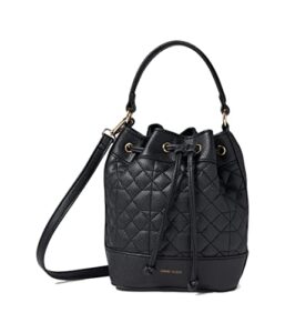 anne klein womens anne klein quilted bucket crossbody, black, one size us