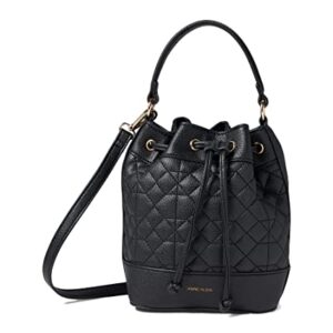 Anne Klein Womens Anne Klein quilted bucket crossbody, Black, One Size US