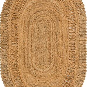 Unique Loom Braided Jute Collection Area Rug (Oval 3' 1" x 5' 1", Natural)