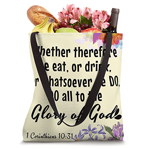 Christian Flowers - Do All To The Glory Of God Scripture Tote Bag