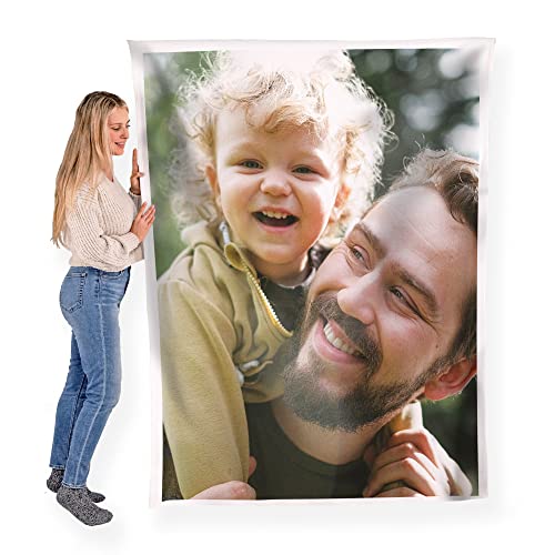 FrameStory Custom Blanket Photos and Text, Fully Customizable with Your Pictures and Message, Soft Smooth Fleece Throw, 60" x 80"