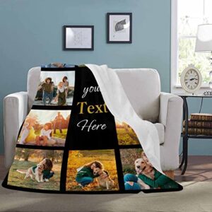 D-Story Custom Blanket Memorial Gift with Photo Text: Made in USA, Flannel Personalized Throw Blanket with Your Own Pictures for Family Mom Sisters Friends Besties Aunts Wife