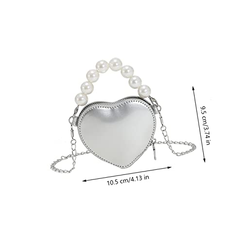 TENDYCOCO 3pcs Body Clutch Shaped Pearl Gift Wrist Strap Evening Silver Gifts Crossbody Cross With Valentines for Chic Purse Fashion Tote Bag Heart Chain Heart-shaped Small Women Handle