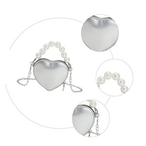 TENDYCOCO 3pcs Body Clutch Shaped Pearl Gift Wrist Strap Evening Silver Gifts Crossbody Cross With Valentines for Chic Purse Fashion Tote Bag Heart Chain Heart-shaped Small Women Handle