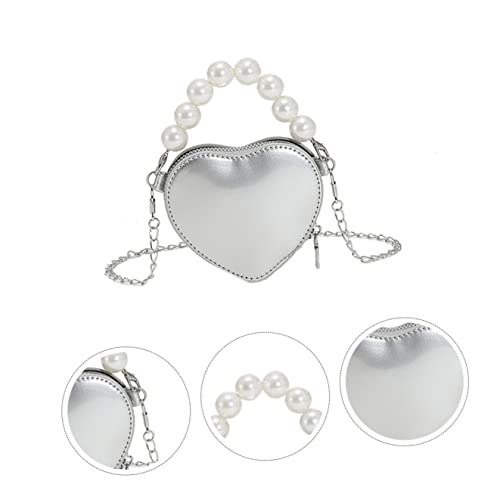 TENDYCOCO 3pcs Body Clutch Shaped Pearl Gift Wrist Strap Evening Silver Gifts Crossbody Cross With Valentines for Chic Purse Fashion Tote Bag Heart Chain Heart-shaped Small Women Handle