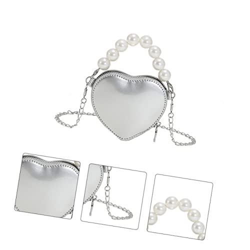 TENDYCOCO 3pcs Body Clutch Shaped Pearl Gift Wrist Strap Evening Silver Gifts Crossbody Cross With Valentines for Chic Purse Fashion Tote Bag Heart Chain Heart-shaped Small Women Handle