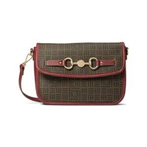 Anne Klein Womens Anne Klein horsebit flap crossbody, Milk Choc-dk Choc Print W/ Rhubarb, One Size US