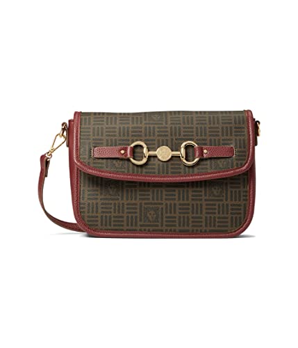 Anne Klein Womens Anne Klein horsebit flap crossbody, Milk Choc-dk Choc Print W/ Rhubarb, One Size US