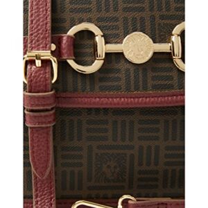 Anne Klein Womens Anne Klein horsebit flap crossbody, Milk Choc-dk Choc Print W/ Rhubarb, One Size US