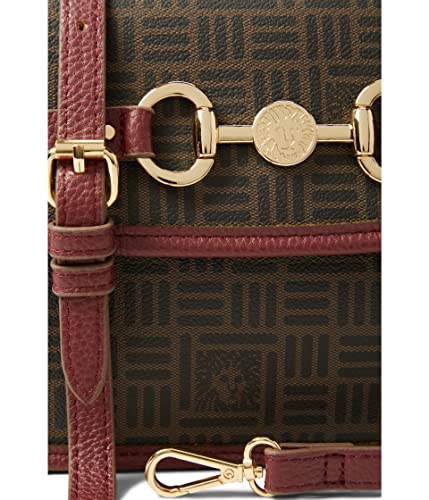 Anne Klein Womens Anne Klein horsebit flap crossbody, Milk Choc-dk Choc Print W/ Rhubarb, One Size US