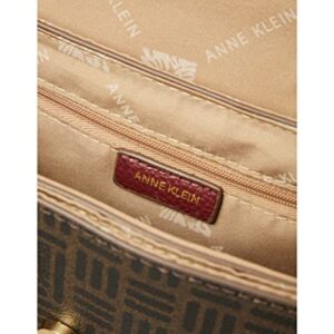 Anne Klein Womens Anne Klein horsebit flap crossbody, Milk Choc-dk Choc Print W/ Rhubarb, One Size US