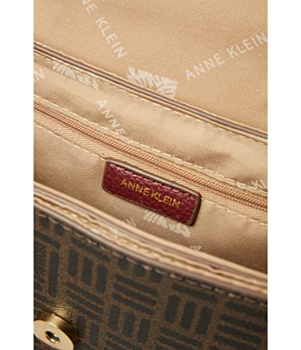 Anne Klein Womens Anne Klein horsebit flap crossbody, Milk Choc-dk Choc Print W/ Rhubarb, One Size US