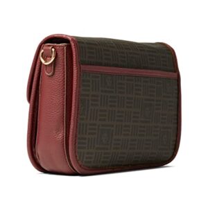 Anne Klein Womens Anne Klein horsebit flap crossbody, Milk Choc-dk Choc Print W/ Rhubarb, One Size US