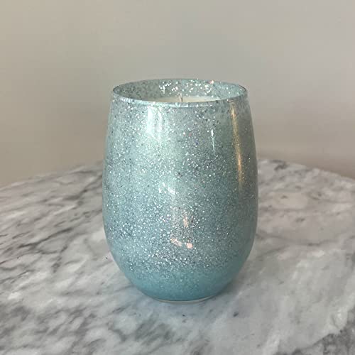 Scented Candle | 17 oz Glitter Jar Candle | Glam Home Decor | All Natural Soy-Coconut Wax Blend (Blue Glitter)