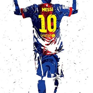 Lionel Messi Poster Decorative Canvas Wall Art Living Room Soccer poster Messi posters for boys bedroom Victory Pose Frameless Canvas 16x24 inches (40x60cm)