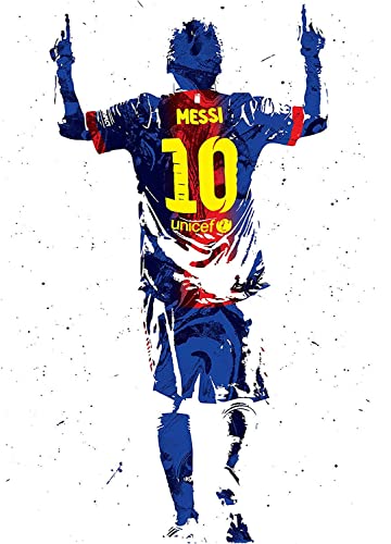 Lionel Messi Poster Decorative Canvas Wall Art Living Room Soccer poster Messi posters for boys bedroom Victory Pose Frameless Canvas 16x24 inches (40x60cm)