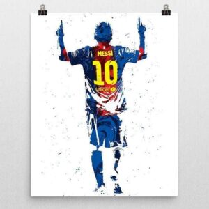 Lionel Messi Poster Decorative Canvas Wall Art Living Room Soccer poster Messi posters for boys bedroom Victory Pose Frameless Canvas 16x24 inches (40x60cm)