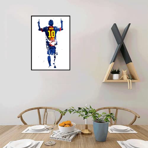 Lionel Messi Poster Decorative Canvas Wall Art Living Room Soccer poster Messi posters for boys bedroom Victory Pose Frameless Canvas 16x24 inches (40x60cm)