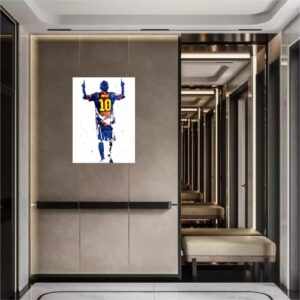 Lionel Messi Poster Decorative Canvas Wall Art Living Room Soccer poster Messi posters for boys bedroom Victory Pose Frameless Canvas 16x24 inches (40x60cm)