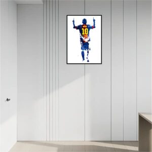 Lionel Messi Poster Decorative Canvas Wall Art Living Room Soccer poster Messi posters for boys bedroom Victory Pose Frameless Canvas 16x24 inches (40x60cm)