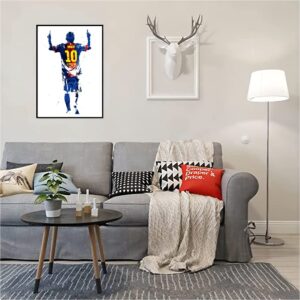 Lionel Messi Poster Decorative Canvas Wall Art Living Room Soccer poster Messi posters for boys bedroom Victory Pose Frameless Canvas 16x24 inches (40x60cm)