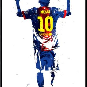 Lionel Messi Poster Decorative Canvas Wall Art Living Room Soccer poster Messi posters for boys bedroom Victory Pose Frameless Canvas 16x24 inches (40x60cm)