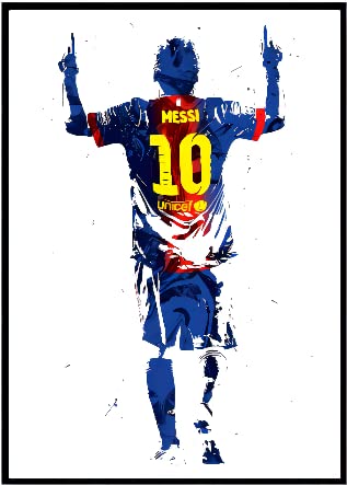 Lionel Messi Poster Decorative Canvas Wall Art Living Room Soccer poster Messi posters for boys bedroom Victory Pose Frameless Canvas 16x24 inches (40x60cm)