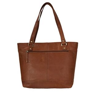 Zinda Genuine Leathers Women’s Handbag Tote Shopper Shoulder Bag Large (Tan)