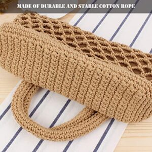 Eaarliyam Cotton Woven Beach Bag Crochet Travel Tote Handbag Casual Summer Shoulder Bag for Women Beige Tote-Handbags