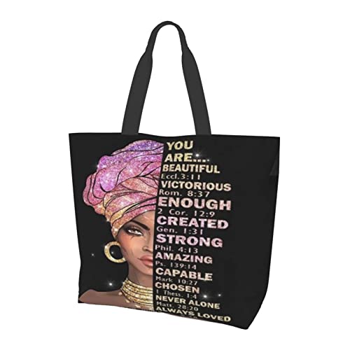 IHDABGDM african girl tote bag shopping bag shoulder bag black african girl magic shoulder bag shopping, work, groceries, gym