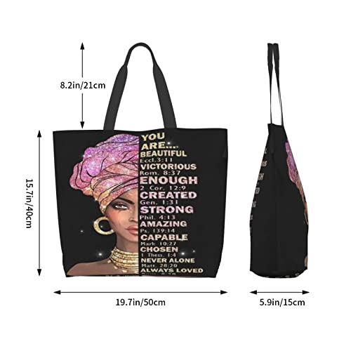 IHDABGDM african girl tote bag shopping bag shoulder bag black african girl magic shoulder bag shopping, work, groceries, gym