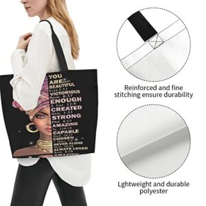 IHDABGDM african girl tote bag shopping bag shoulder bag black african girl magic shoulder bag shopping, work, groceries, gym