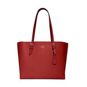 coach women’s leather mollie tote (red apple)