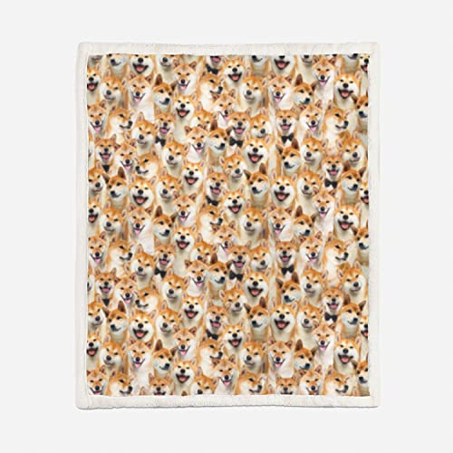 AILONEN Shiba Inu Dog Blanket for Kids Adults, Cute Puppy Plush Blanket Shiba Inu Animal Print, Double Sided Blanket Sherpa Throw Print Flannel Fleece (47 x31 Inches)